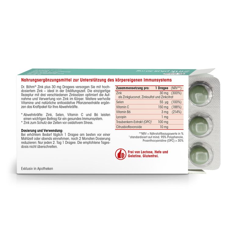 Dr. Böhm® Zink plus 30 mg 30 St - Shop Apotheke