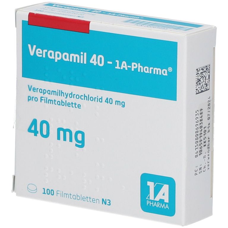 Verapamil 40 1A Pharma® 100 St mit dem E-Rezept kaufen - Shop Apotheke