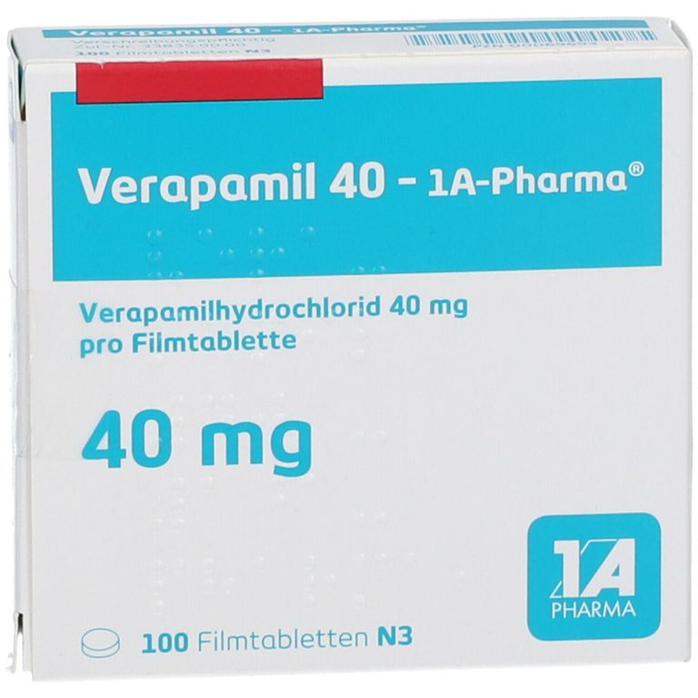 Verapamil 40 1A Pharma® 100 St mit dem E-Rezept kaufen - Shop Apotheke