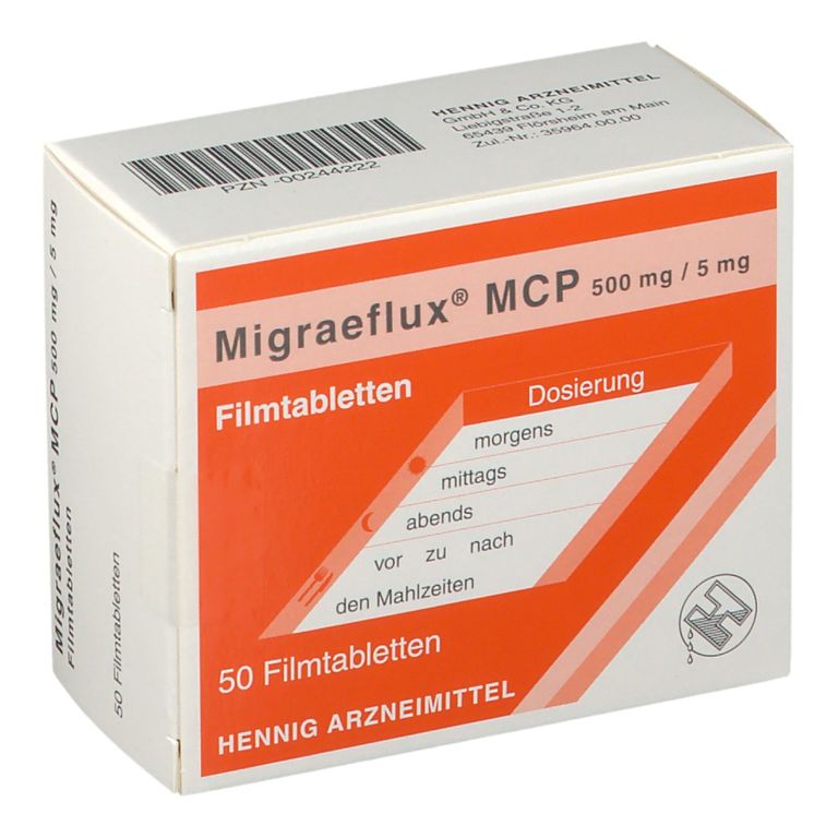 Migraeflux® MCP 500 mg/5 mg 50 St mit dem E-Rezept kaufen - Shop Apotheke