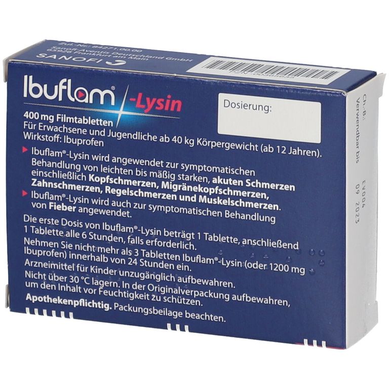 Ibuflam® Lysin 400 mg Ibuprofen 12 St - Shop Apotheke