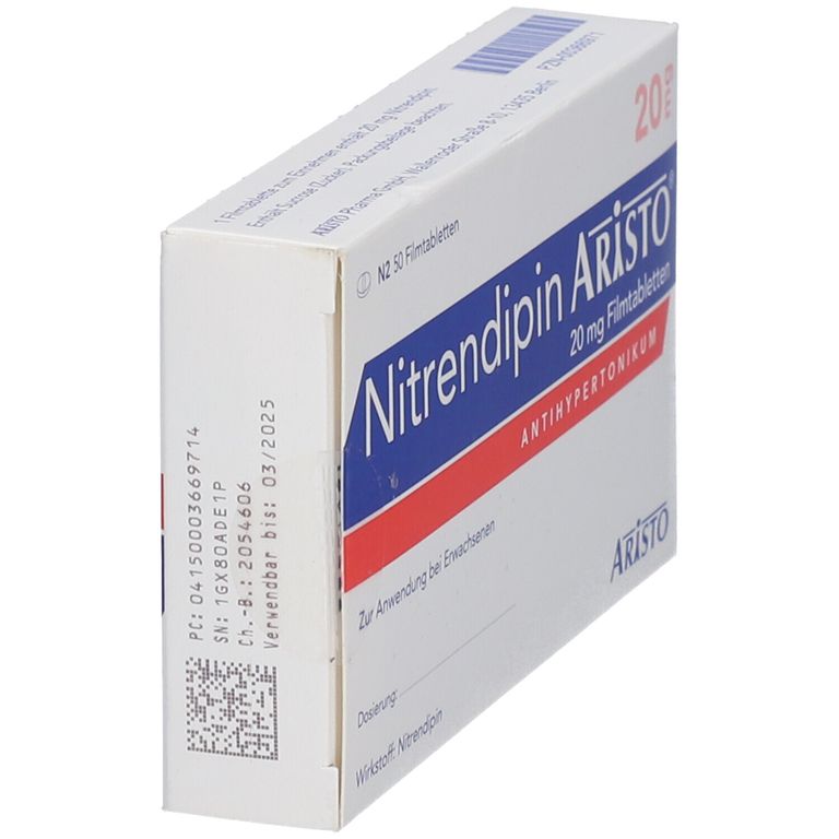Nitrendipin Aristo® 20 mg 50 St mit dem E-Rezept kaufen - Shop Apotheke
