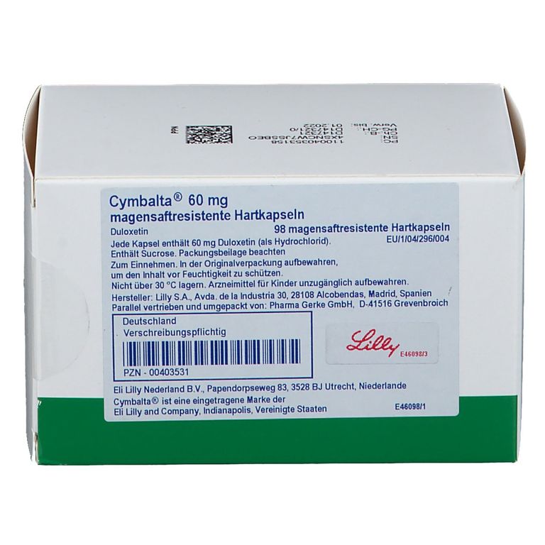 Cymbalta® 60 mg 98 St mit dem E-Rezept kaufen - Shop Apotheke