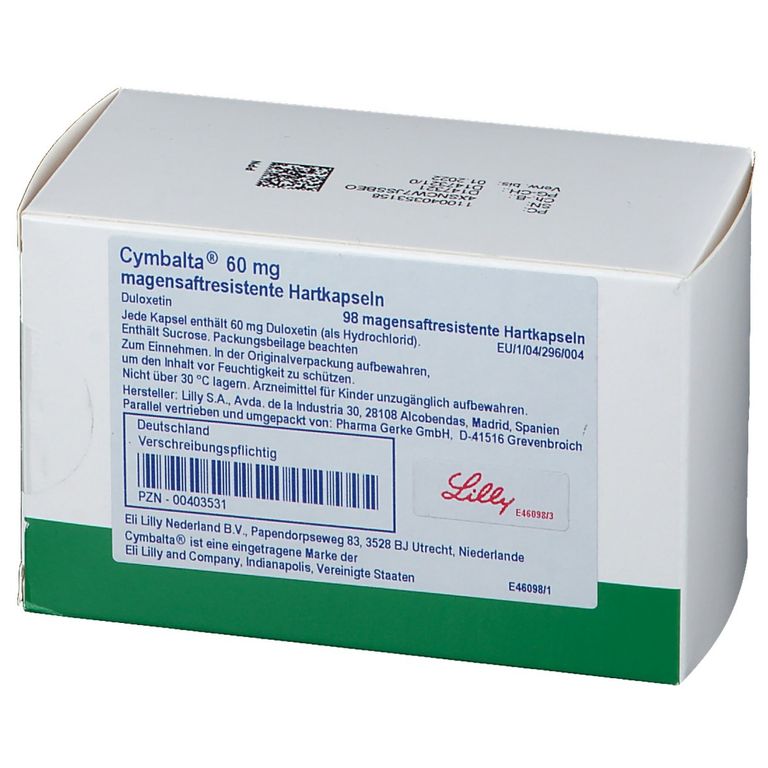 Cymbalta® 60 mg 98 St mit dem E-Rezept kaufen - Shop Apotheke