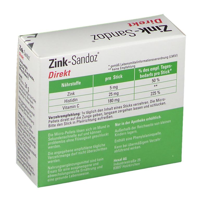 Zink Sandoz Direkt 20 St - Shop Apotheke