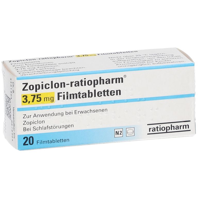 Zopiclon-ratiopharm® 3,75 mg 20 St mit dem E-Rezept kaufen - SHOP APOTHEKE