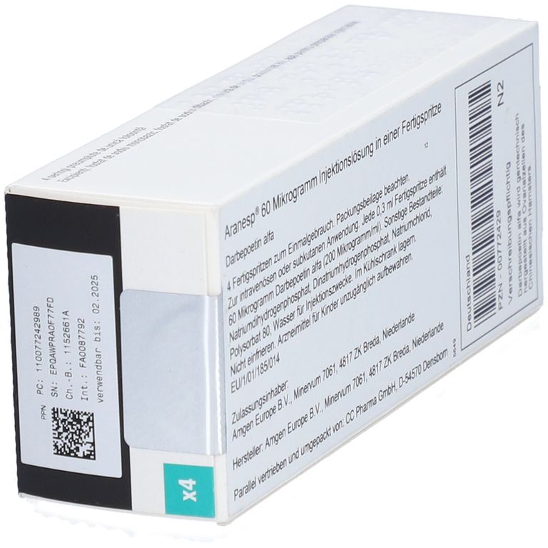 ARANESP 60 Mikrogramm Inj.-Lösung Fertigspr. 4 St mit dem E-Rezept ...