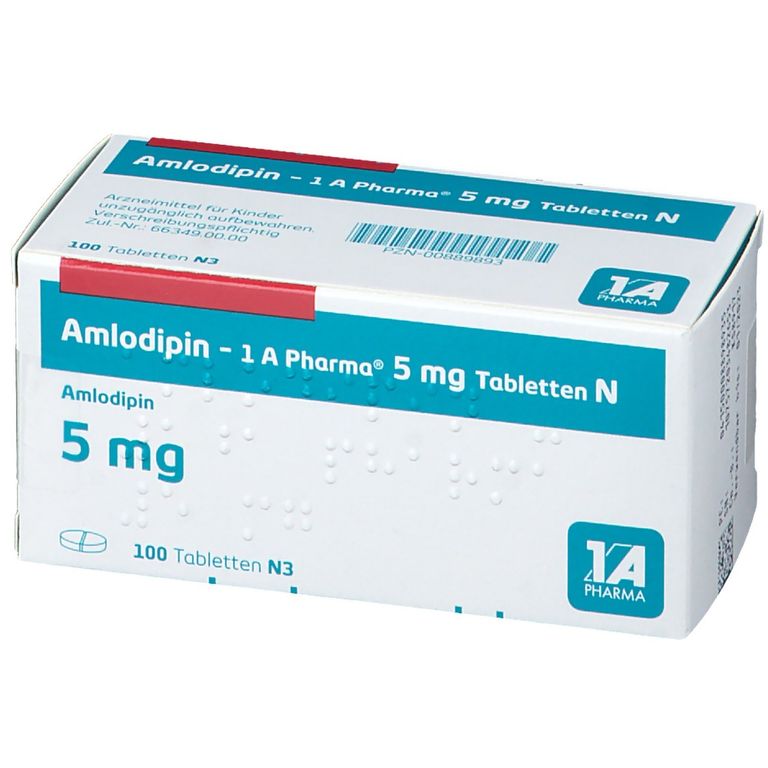 Amlodipin 1A Pharma® 5Mg N 100 St mit dem E-Rezept kaufen - Shop Apotheke