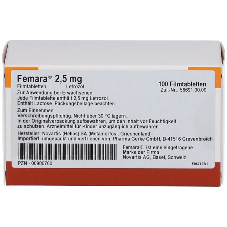 Femara 2,5 mg 100 St mit dem E-Rezept kaufen - Shop Apotheke