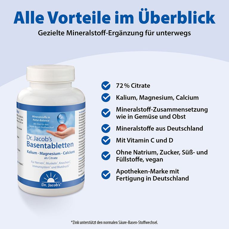 Dr. Jacob's Basentabletten Basen-Citrat-Mineralstoffe Kalium Magnesium ...
