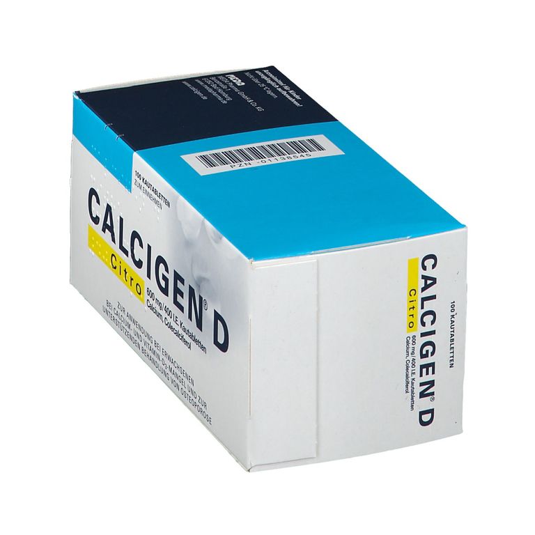 Calcigen® D Citro 600 mg / 400 I.E. Kautabletten 100 St - Shop Apotheke