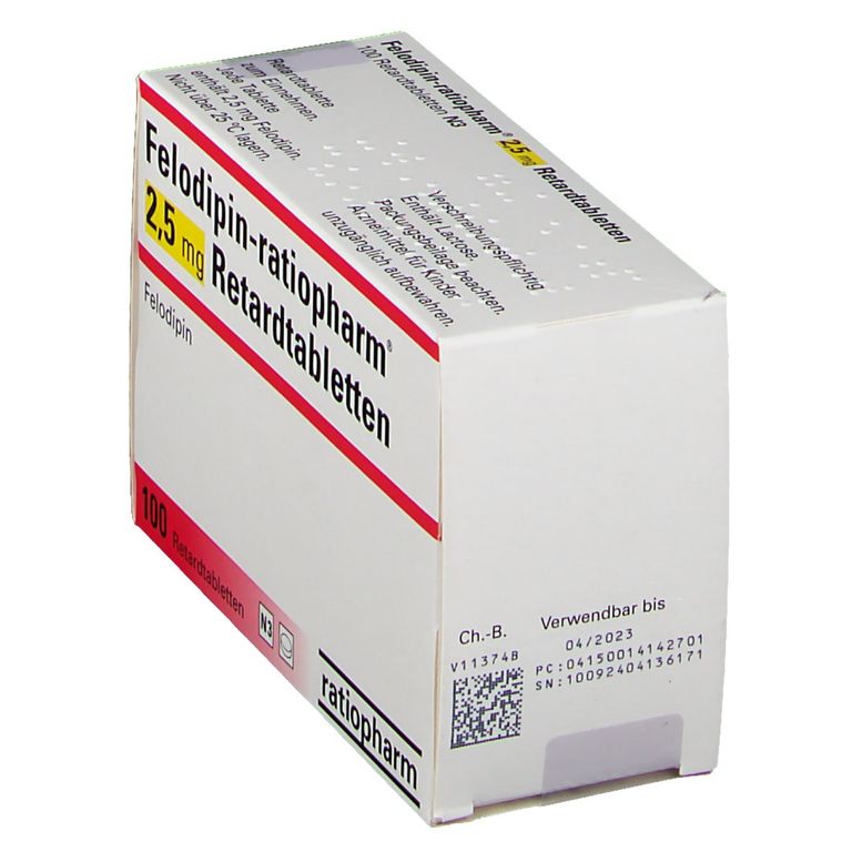Felodipin-ratiopharm® 2,5 mg 100 St mit dem E-Rezept kaufen - Shop Apotheke