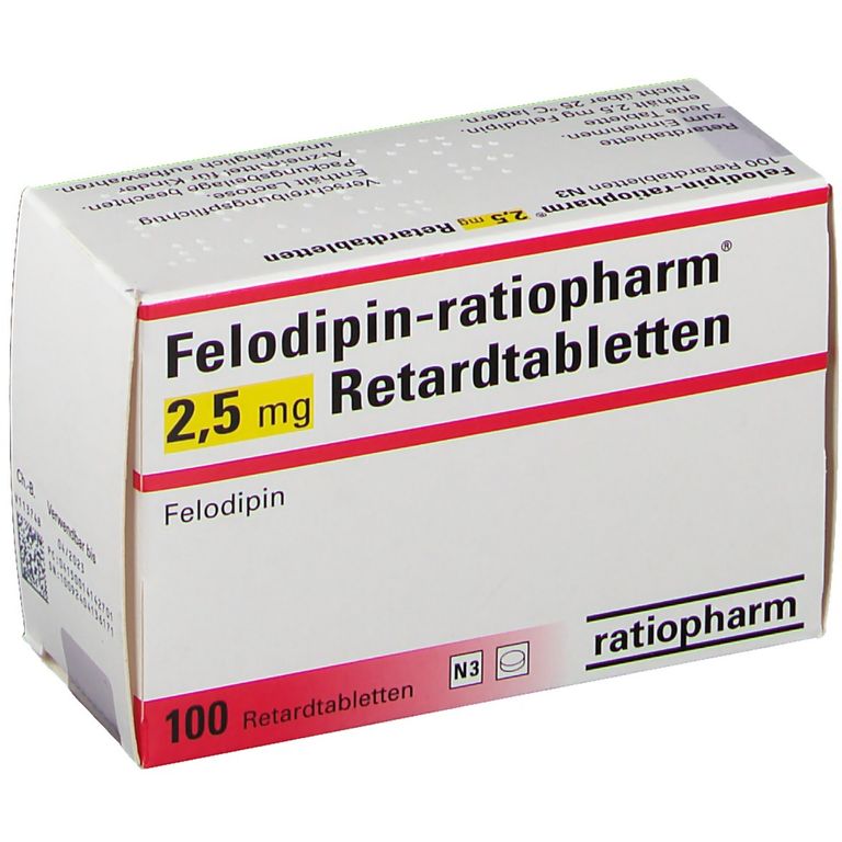 Felodipin-ratiopharm® 2,5 mg 100 St mit dem E-Rezept kaufen - Shop Apotheke