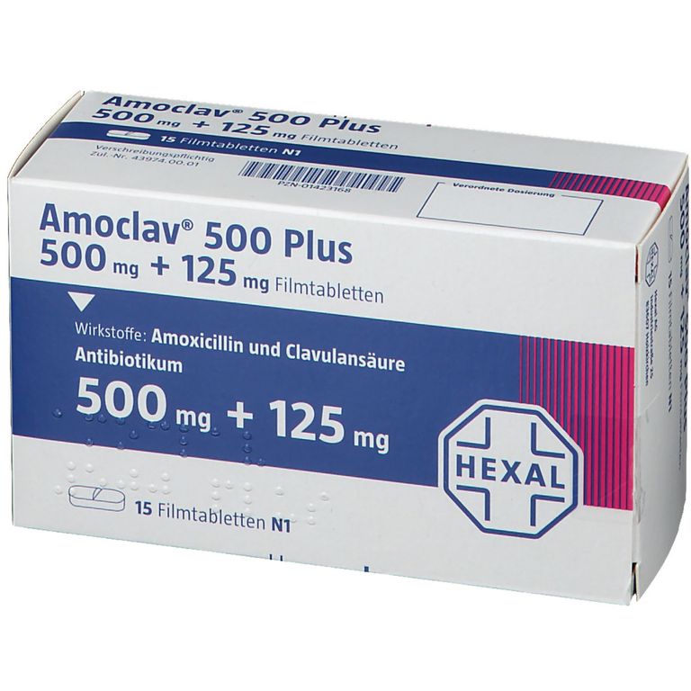 Amoclav® 500 Plus 500 mg + 125 mg 15 St mit dem E-Rezept kaufen - Shop ...