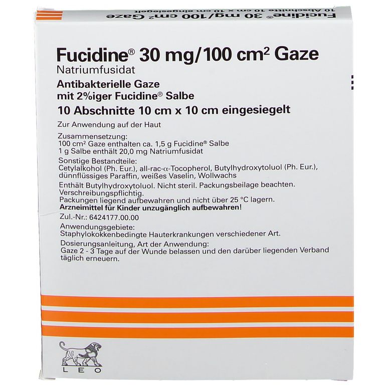 Fucidine Gaze ster.10x10 cm eingesieg. 10 St mit dem E-Rezept kaufen ...