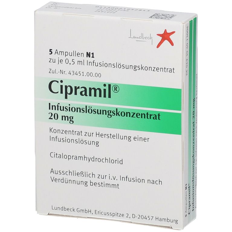 Cipramil® Infusionslösungskonzentrat 20 mg 5x0,5 ml mit dem E-Rezept ...