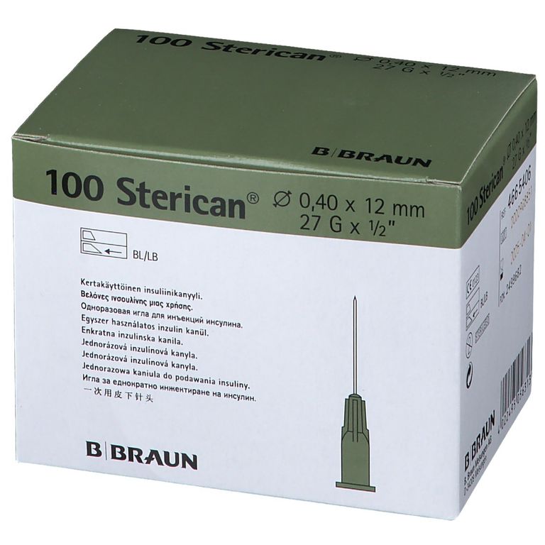 Sterican® Insulinkanüle G27 x 1/2 Zoll 0,40 x 12 mm grau 100 St - Shop Apotheke