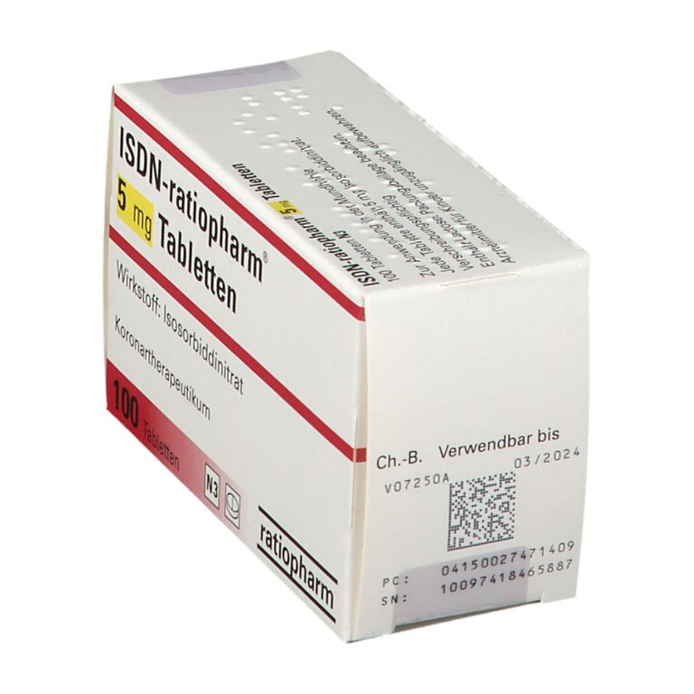 ISDN-ratiopharm® 5 mg 100 St mit dem E-Rezept kaufen - Shop Apotheke