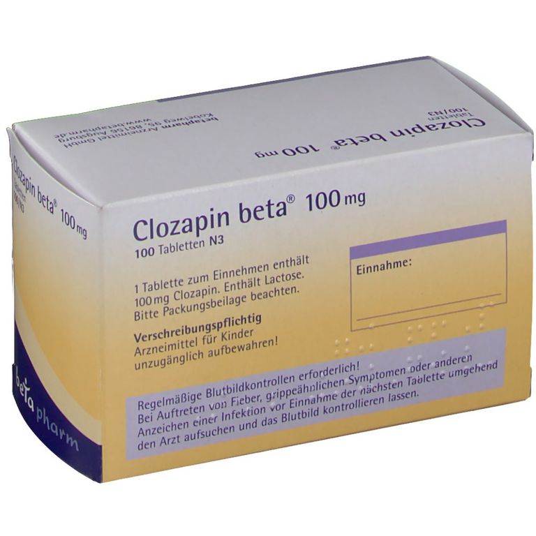 Clozapin beta® 100 mg 100 St mit dem E-Rezept kaufen - Shop Apotheke