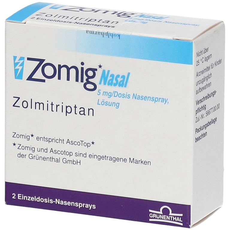 Zomig Nasal 5 mg/Dosis 2 St mit dem E-Rezept kaufen - Shop Apotheke