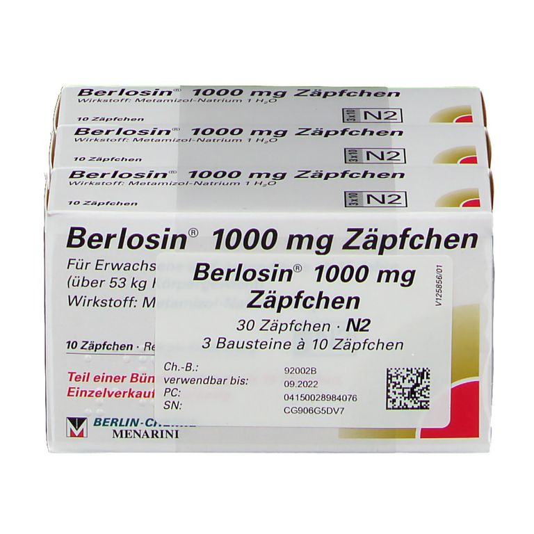 Berlosin® 1000 mg Zäpfchen 30 St mit dem E-Rezept kaufen - Shop Apotheke