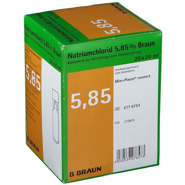 Natriumchlorid 5,85 % Braun Mini-Plasco® connect 20x20 ml - Shop Apotheke