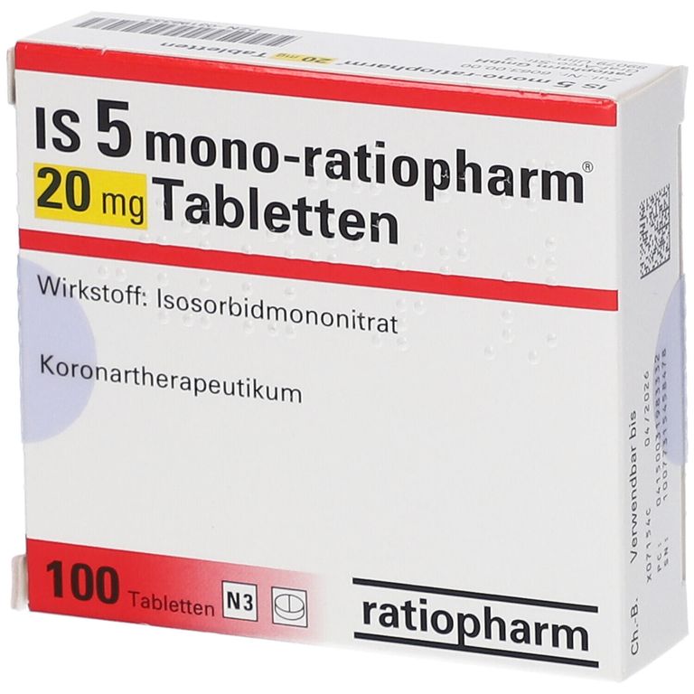 IS 5 mono-ratiopharm® 20 mg 100 St mit dem E-Rezept kaufen - Shop Apotheke
