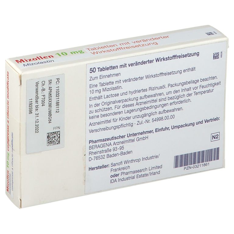 Mizollen 10 mg 50 St mit dem E-Rezept kaufen - Shop Apotheke