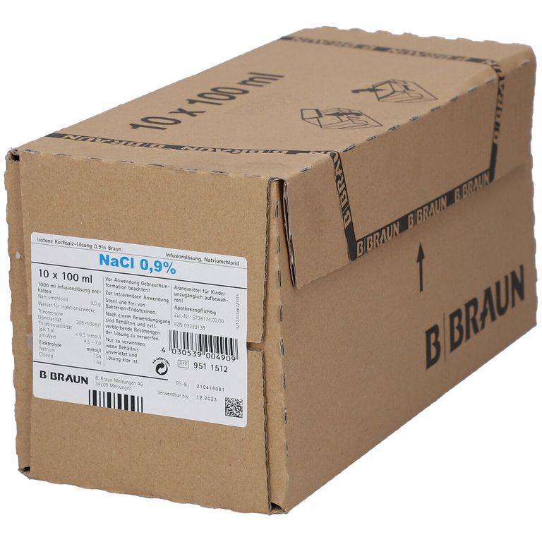 Isotone Kochsalz-Lösung 0,9 % Braun Glasflasche 10x100 ml - Shop Apotheke