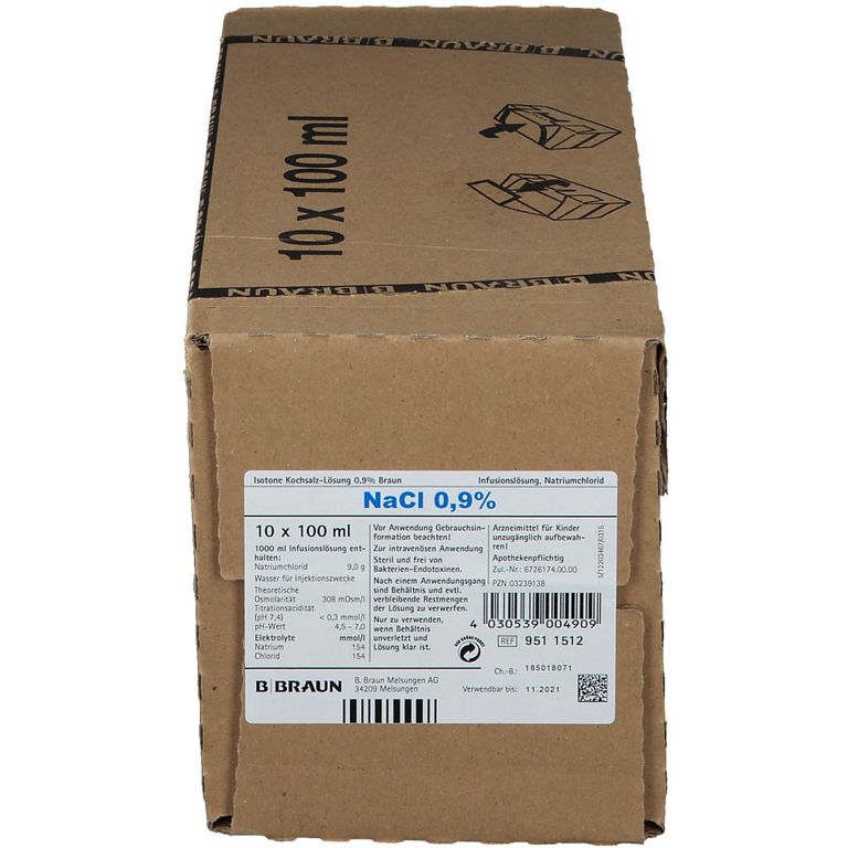 Isotone Kochsalz-Lösung 0,9 % Braun Glasflasche 10x100 ml - Shop Apotheke