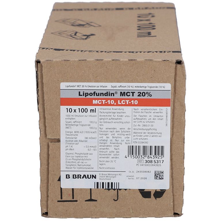 LIPOFUNDIN MCT 20% Glas 10x100 ml mit dem E-Rezept kaufen - Shop Apotheke