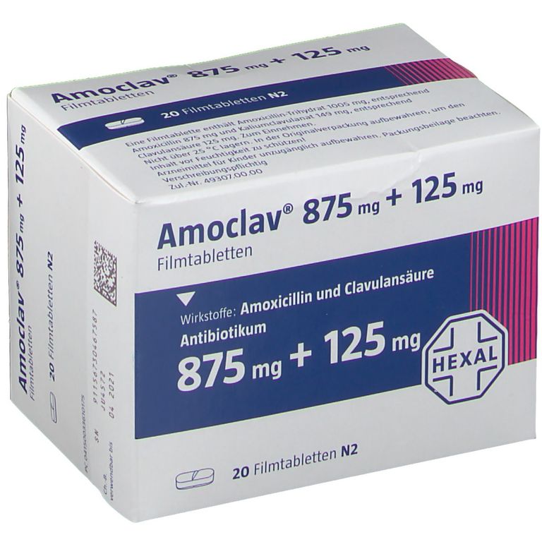Amoclav® 875 mg + 125 mg 20 St mit dem E-Rezept kaufen - Shop Apotheke