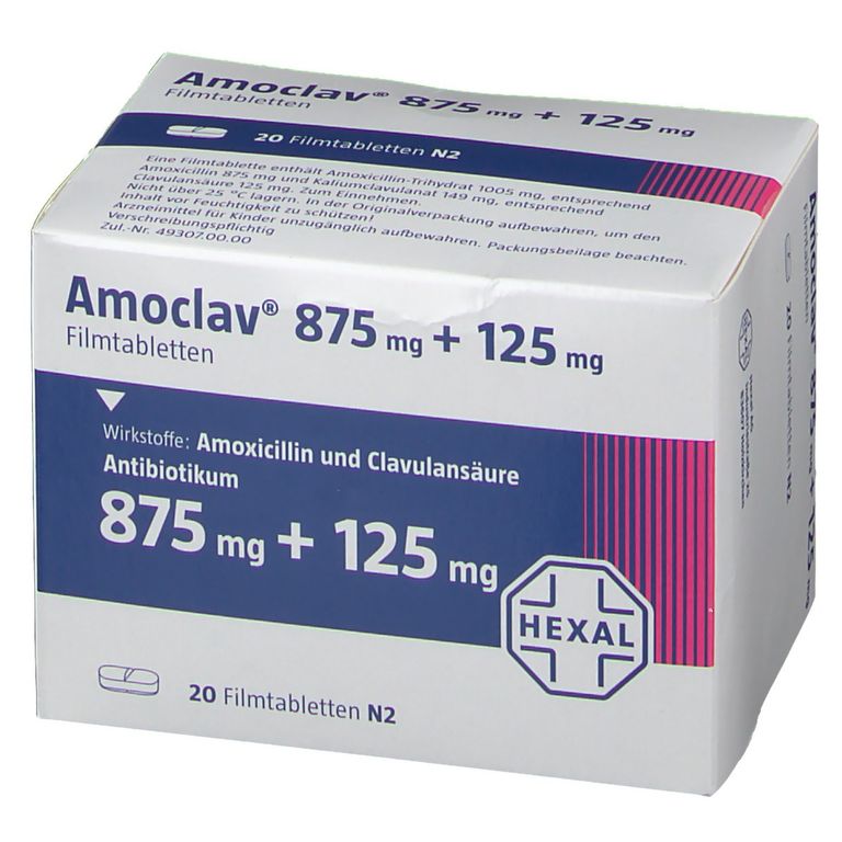 Amoclav® 875 mg + 125 mg 20 St mit dem E-Rezept kaufen - Shop Apotheke
