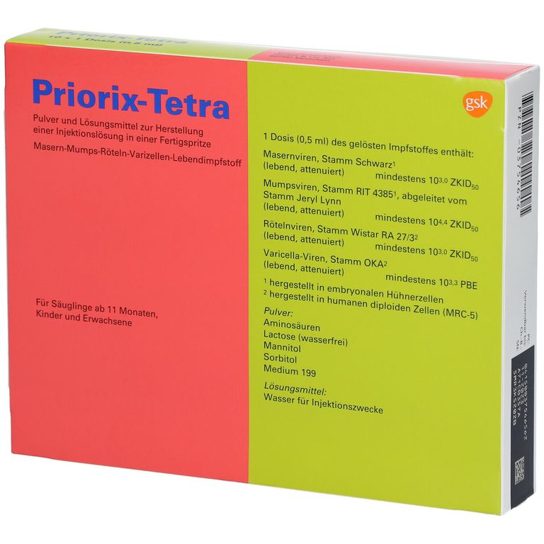 Priorix Tetra 0,5 ml 10x1 St mit dem E-Rezept kaufen - Shop Apotheke