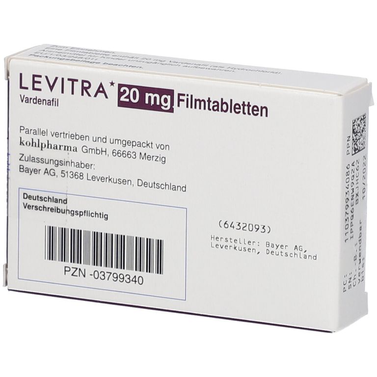 Levitra 20 mg 8 St mit dem E-Rezept kaufen - Shop Apotheke