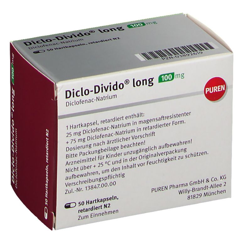 Diclo-Divido® long 100 mg 50 St mit dem E-Rezept kaufen - Shop Apotheke