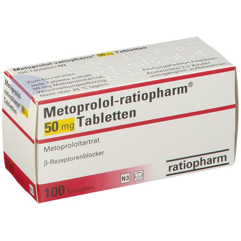 Metoprolol-ratiopharm® 50 mg 100 St mit dem E-Rezept kaufen - Shop Apotheke