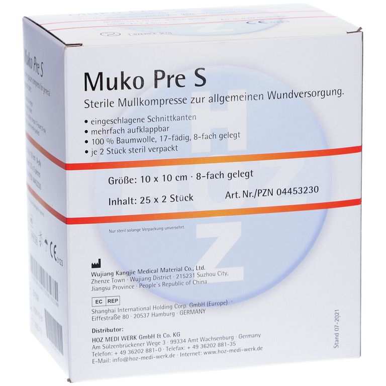 Muko Pre S, Mullkompressen, 10 x 10cm steril 25x2 St - Shop Apotheke