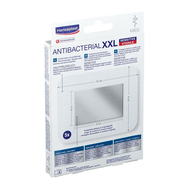 Hansaplast® MED SENSITIVE Antibakteriell XXL 8 x 10 cm 5 St - Shop Apotheke Hansaplast® MED SENSITIVE Antibakteriell XXL 8 x 10 cm 5 St - Shop Apotheke