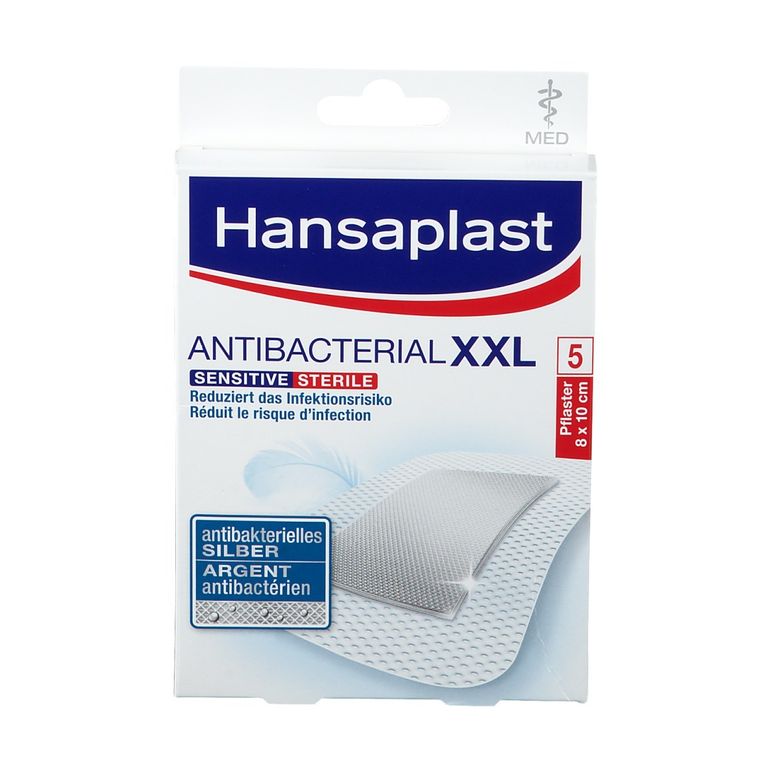 Hansaplast® MED SENSITIVE Antibakteriell XXL 8 x 10 cm 5 St - Shop Apotheke Hansaplast® MED SENSITIVE Antibakteriell XXL 8 x 10 cm 5 St - Shop Apotheke