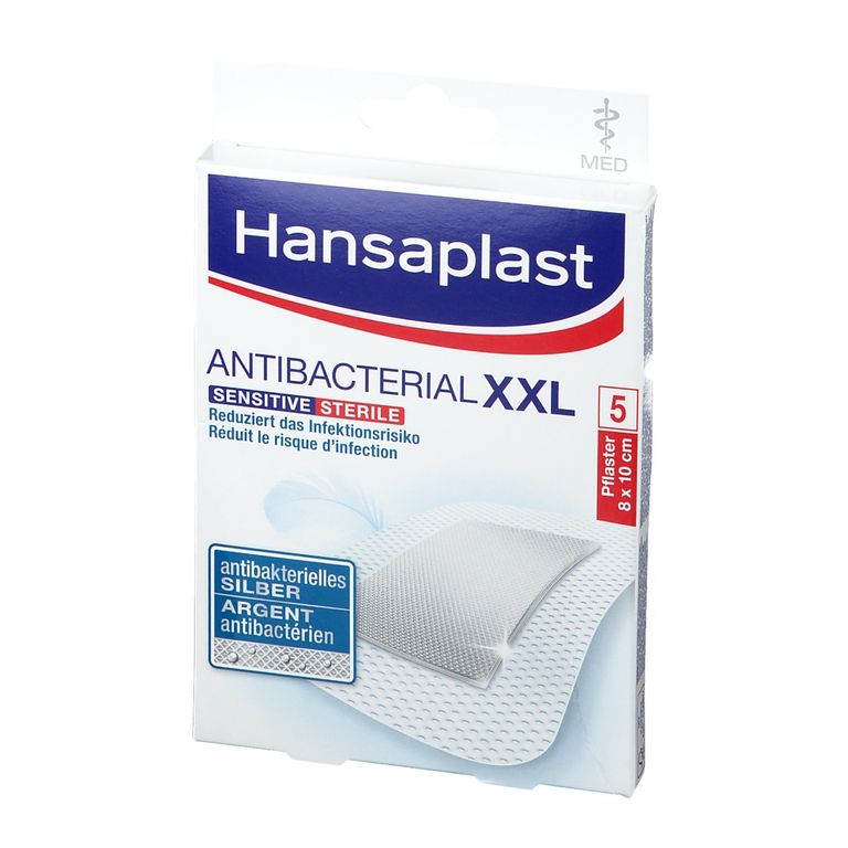 Hansaplast® MED SENSITIVE Antibakteriell XXL 8 x 10 cm 5 St - Shop Apotheke Hansaplast® MED SENSITIVE Antibakteriell XXL 8 x 10 cm 5 St - Shop Apotheke