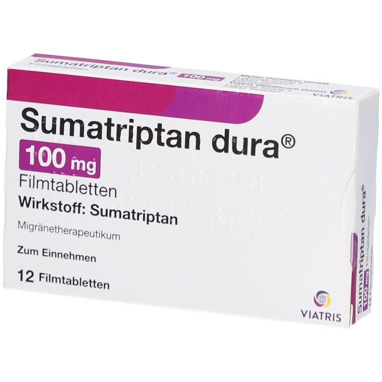 Sumatriptan dura® 100 mg 12 St mit dem E-Rezept kaufen - Shop Apotheke