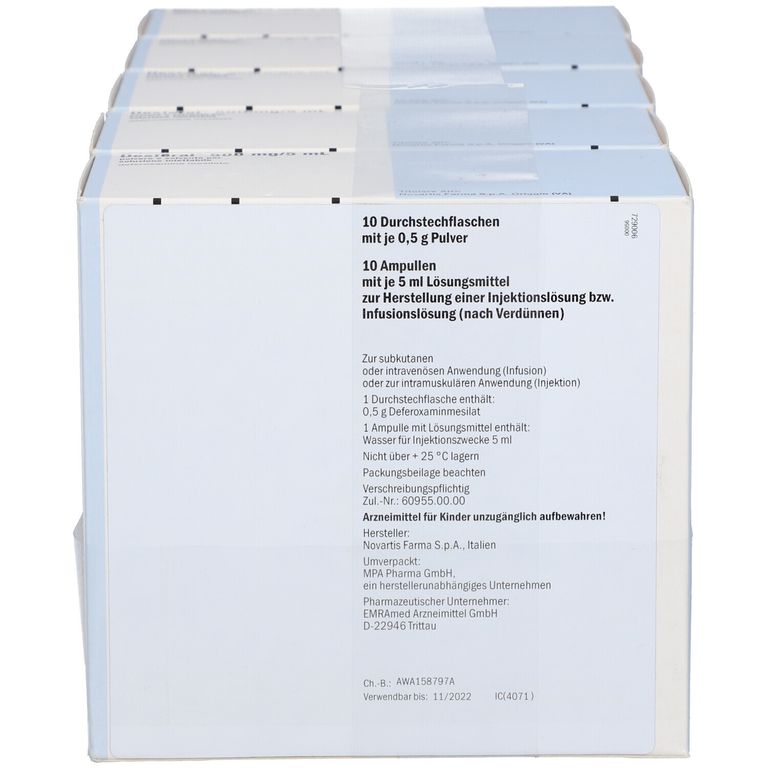 Desferal® 500 mg/5 ml 50 St mit dem E-Rezept kaufen - Shop Apotheke