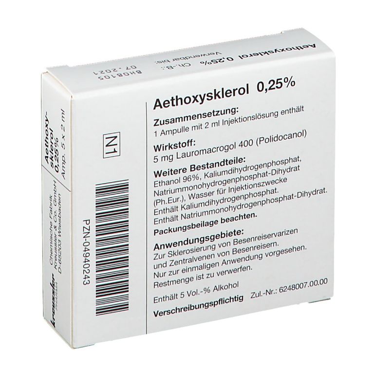 Aethoxysklerol® 0,25 % 5x2 ml mit dem E-Rezept kaufen - Shop Apotheke
