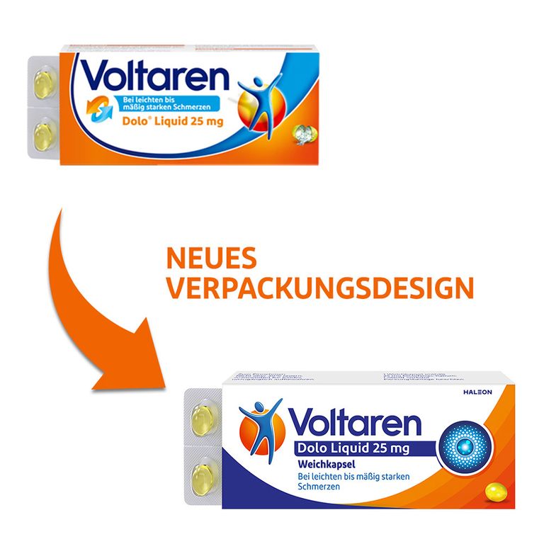 Voltaren Dolo Liquid 25 mg Weichkapseln, gegen Muskelschmerzen 20 St ...