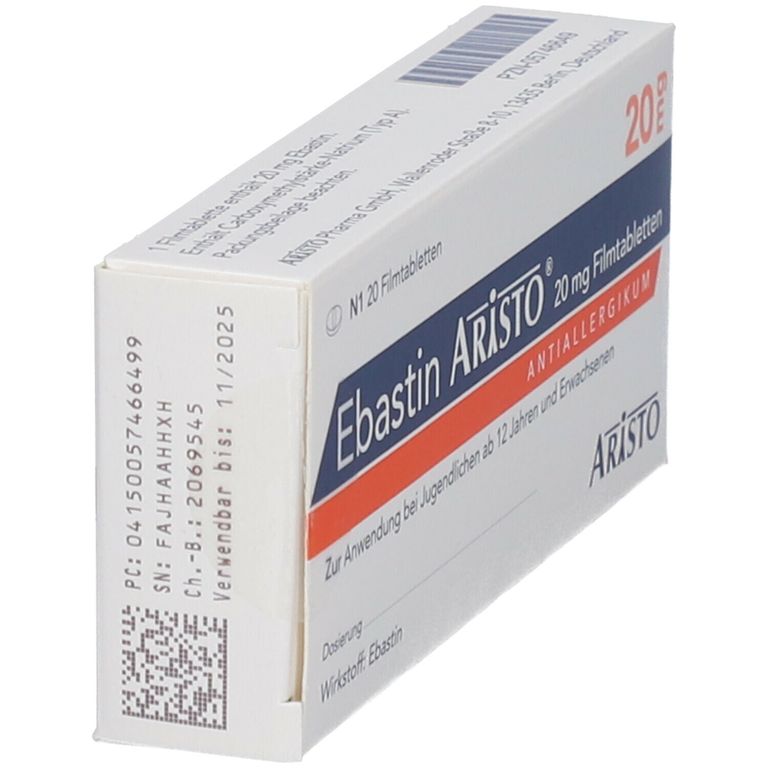 Ebastin Aristo® 20 mg 20 St mit dem E-Rezept kaufen - Shop Apotheke