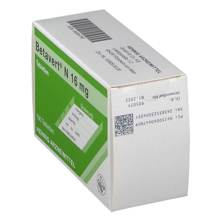 Betavert® N 16 mg 100 St mit dem E-Rezept kaufen - Shop Apotheke