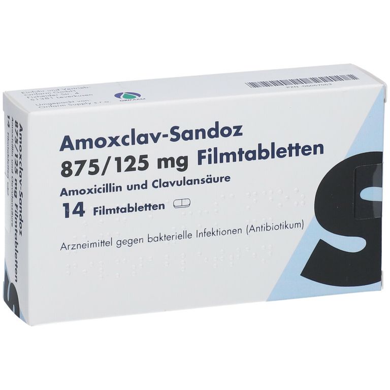 Amoxclav Sandoz® 875/125 mg 14 St mit dem E-Rezept kaufen - Shop Apotheke