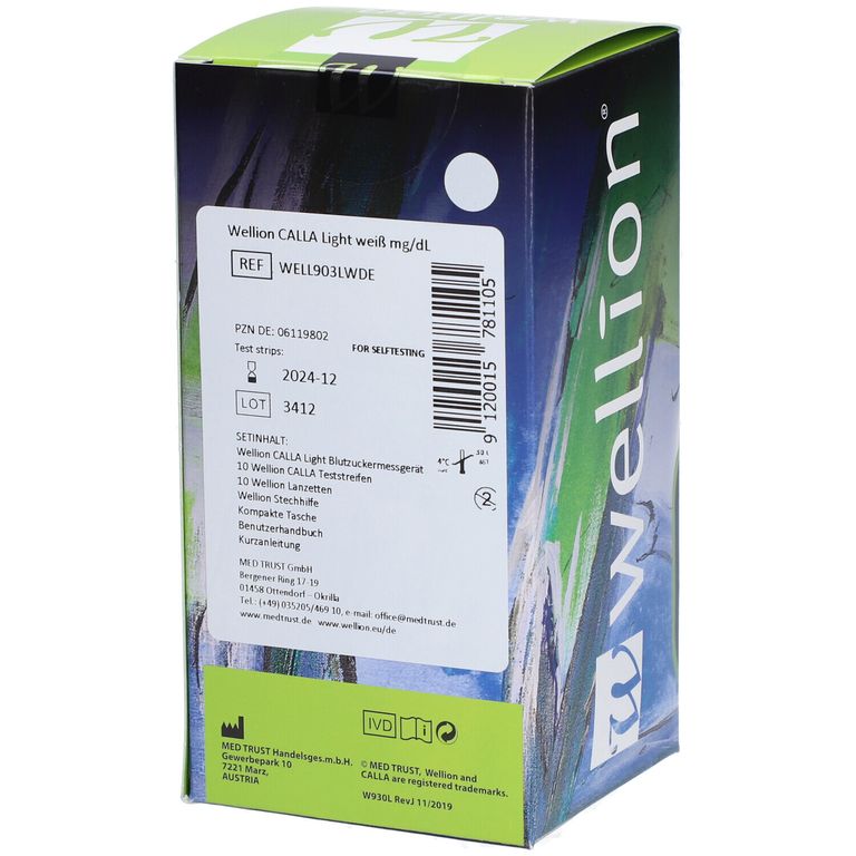 Wellion Calla Light Weiß Blutzuckermessgerät - 1 Set, mg/dL 1 St - Shop ...
