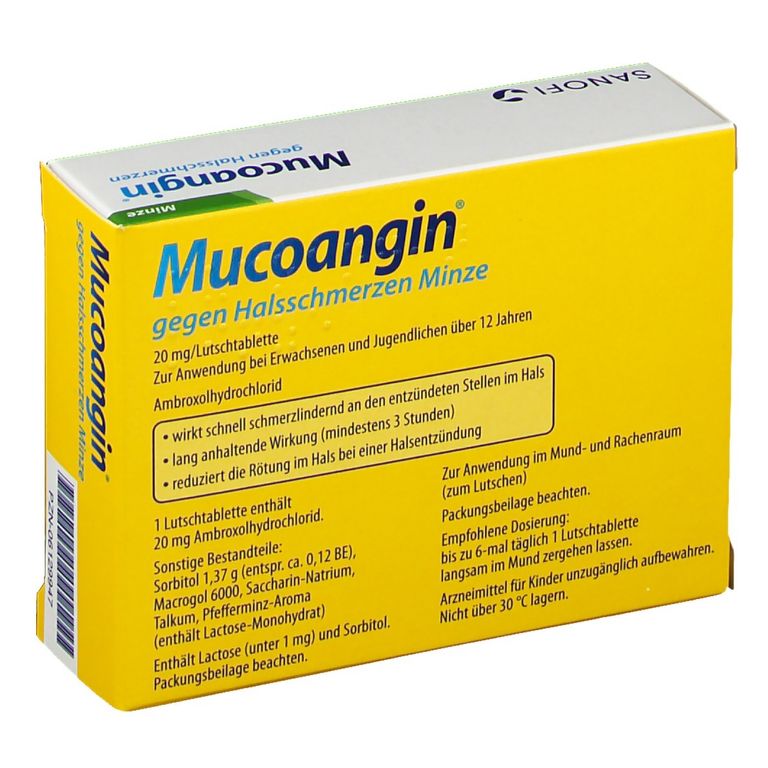 Mucoangin® Minze 20 mg Halsschmerzen Lutschtabletten 18 St - Shop Apotheke